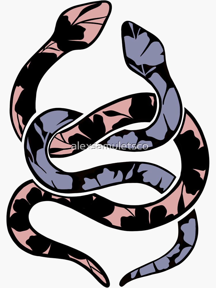 "Floral Intertwined Snakes " Sticker by alexsamuletsco | Redbubble
