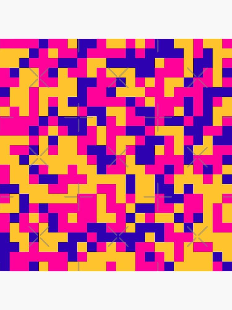 "Colored Pixels Retro Games Blue Pink and Yellow Pixel Pattern" Poster ...