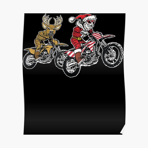 "Christmas Motocross Santa Claus MX Dirt Bike" Poster for Sale by ...
