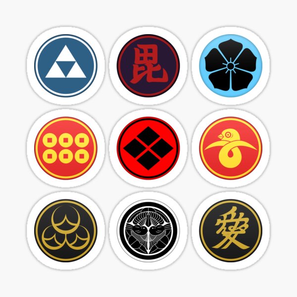 "Samurai Kamon Takeda Uesugi Sanada Akechi Hojo Naoe " Sticker for Sale ...