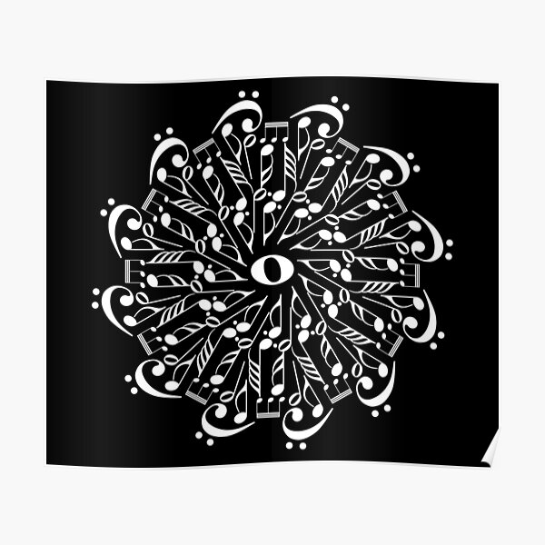 Póster «Mandala de notas musicales - invertido» de adiosmillet | Redbubble