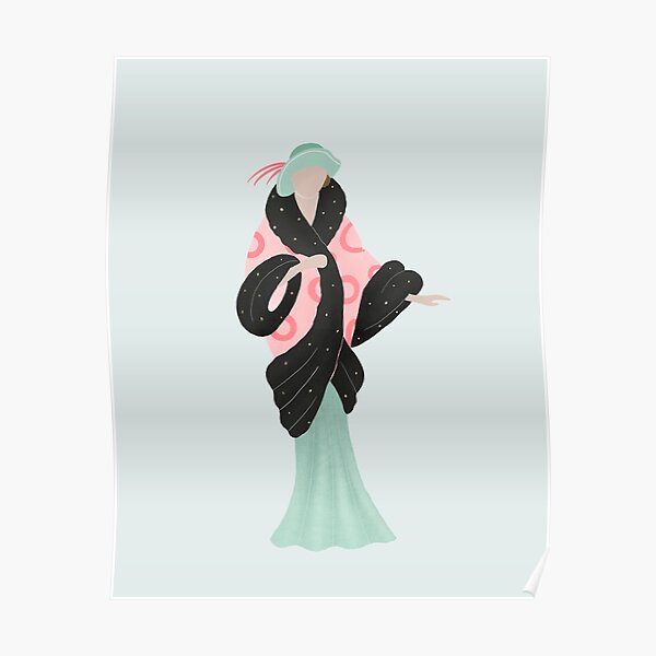 Art Deco Lady In A Fur Coat Poster By Cynhaller Redbubble