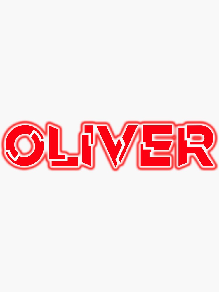 "OLIVER - Robotic Nametag for OLIVER Signature in Red" Sticker for Sale ...