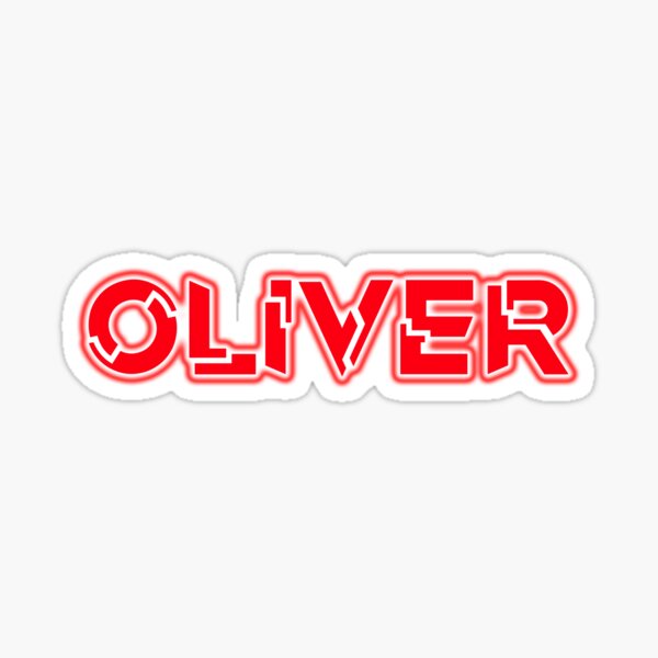 "OLIVER - Robotic Nametag for OLIVER Signature in Red" Sticker for Sale ...