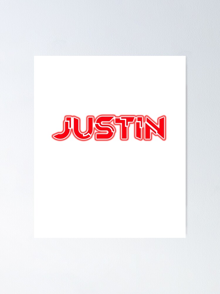 "JUSTIN - Robotic Nametag for JUSTIN Signature in Red" Poster by ...