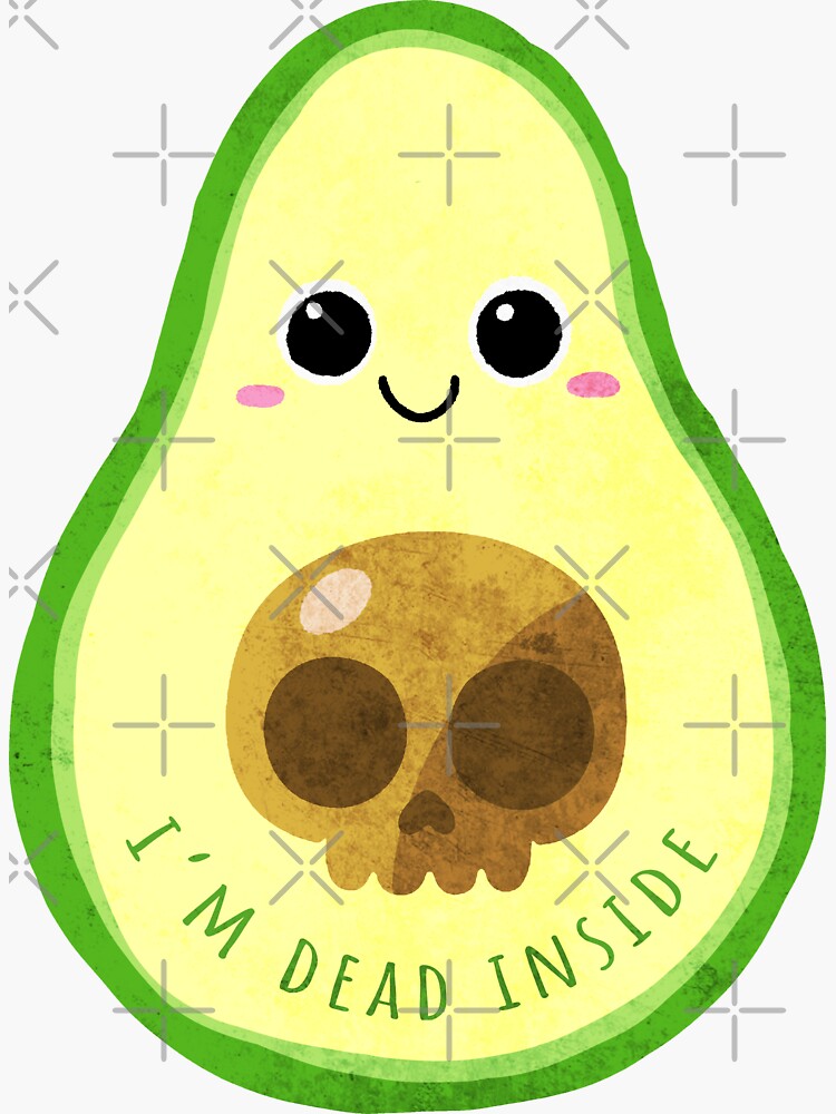 "Dead Inside Avocado" Sticker for Sale by TinusCartoons | Redbubble