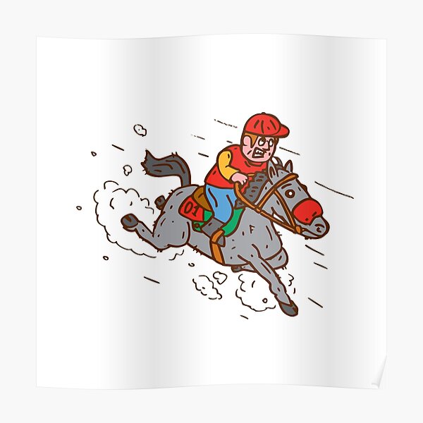 "Jockey Horse Racing Cartoon" Poster for Sale by patrimonio | Redbubble