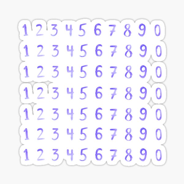 "BLUE watercolor numbers stickerpack" Sticker for Sale by BIRCHFAN ...