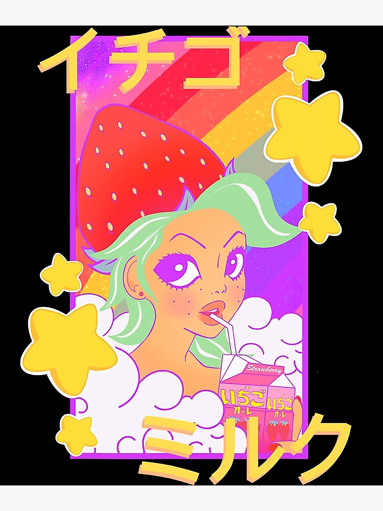 "Kawaii Lgbtq Rainbow Anime milkshake girl strawberry milk " Art Print ...