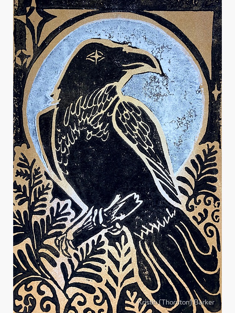 "Raven Block Print" Sticker for Sale by kristinthornton | Redbubble