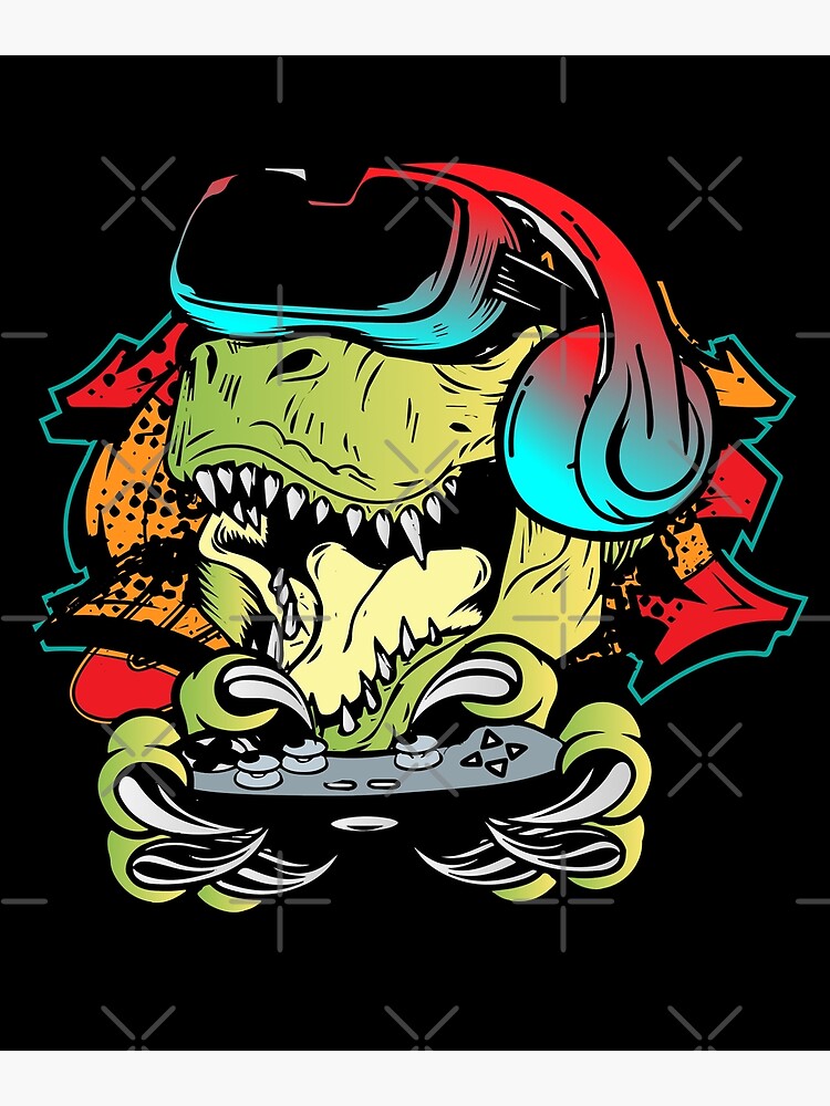 "Gamer Gaming Tyrannosaurus Rex Dino Gamer Video Games Glasses" Poster ...