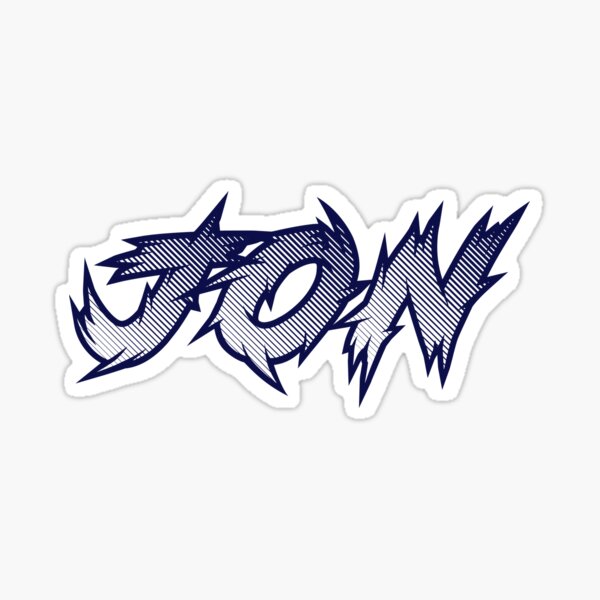 "JON - Cartoon Splash Nametag for JON Signature in Grey" Sticker for ...