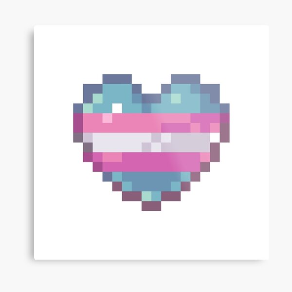 "Pixel Transgender Heart" Metal Print for Sale by abitofkake | Redbubble