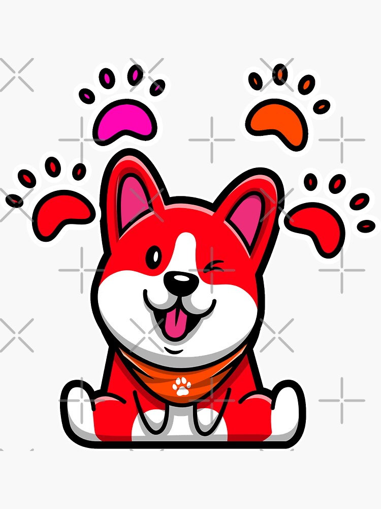 "Cute winking corgi " Sticker for Sale by riccoe-richezza | Redbubble
