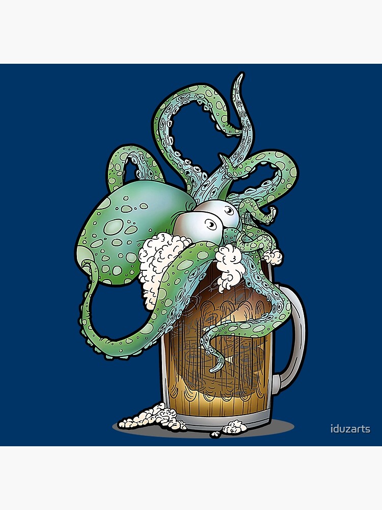 "Octopus Drink: Green" Poster for Sale by iduzarts | Redbubble