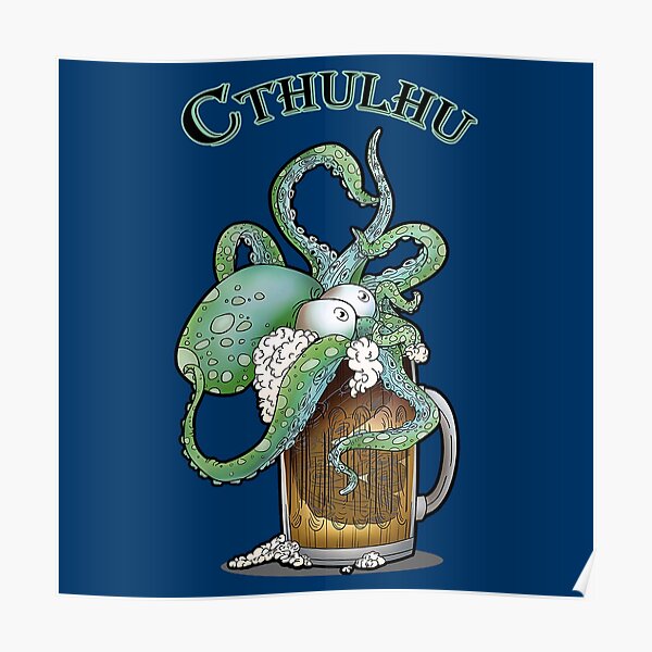 "Octopus Drink: Cthulhu " Poster by iduzarts | Redbubble