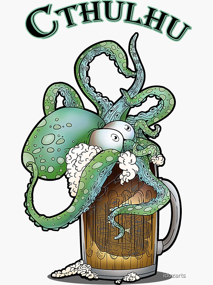 "Octopus Drink: Cthulhu " Sticker for Sale by iduzarts | Redbubble