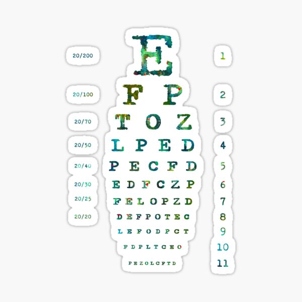 "Old Typewriter Eye Chart Diagram Optotype Visual Acuity" Sticker for ...