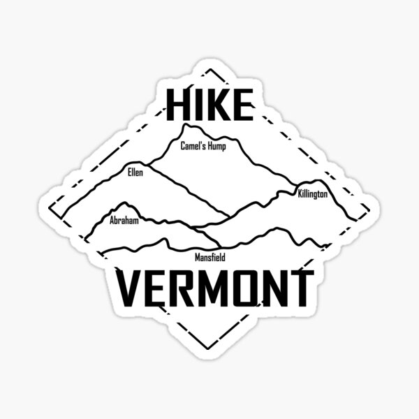 "Hike Vermont - 4K Mountains - Black" Sticker for Sale by ymr101 ...