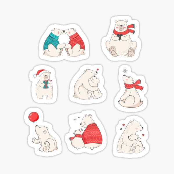 "Polar Bear Winter Christmas Holiday Illustrations" Sticker for Sale by ...