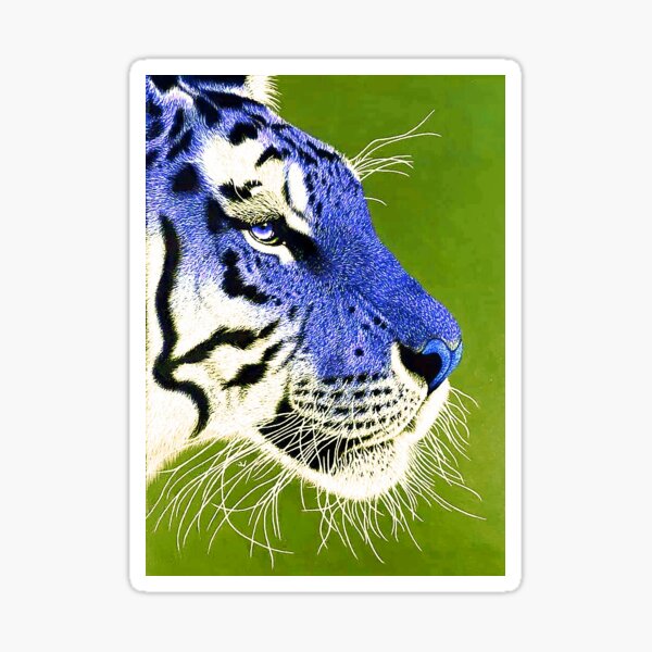 "Ultramarine blue and white siberian tiger" Sticker for Sale by ...