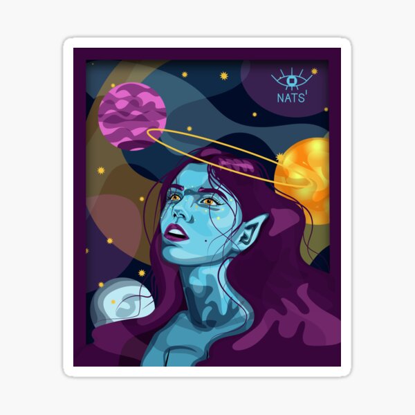 "Cool Beautiful Galaxy Girl İllustration" Sticker by DESIGNNATS | Redbubble