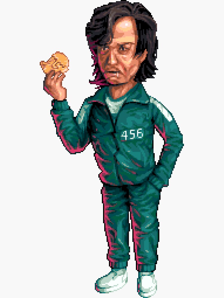 Pegatina «Juego de calamar - Gi-hun - Pixel Art Character» de ...
