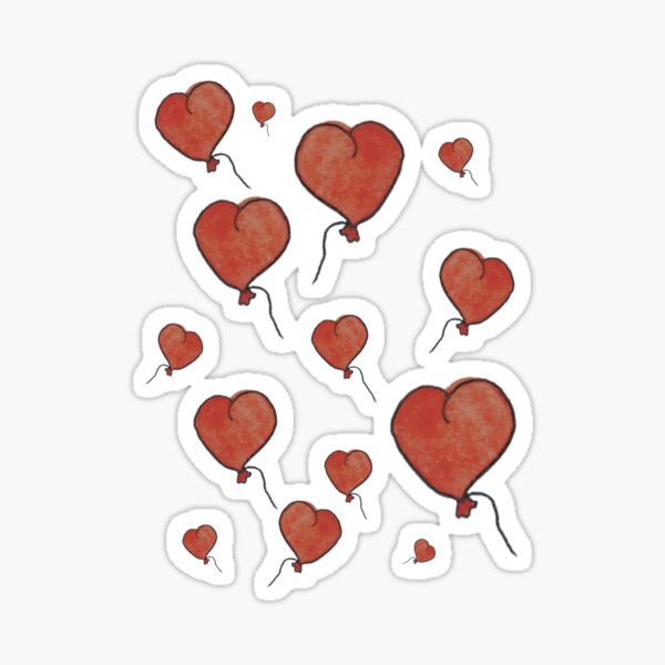 "Heart balloon watercolor" Sticker for Sale by Hueyhuesart | Redbubble