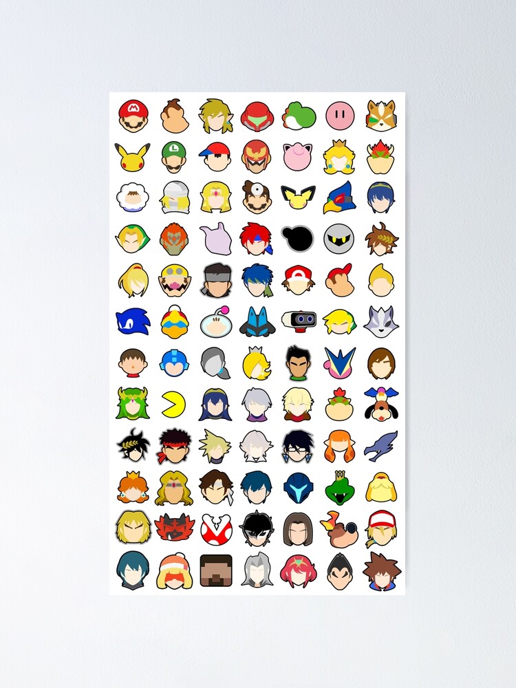 Poster « Super Smash Bros Ultimate Stock Icons (avec tous les DLC ...