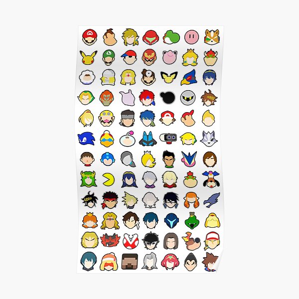 Poster « Super Smash Bros Ultimate Stock Icons (avec tous les DLC ...