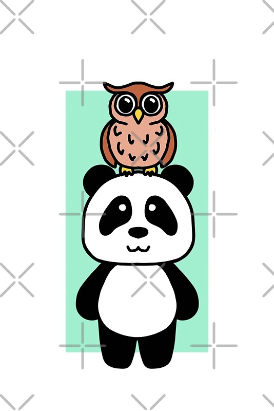 "Cute Panda and Owl - 1000Pandas by Amanda Roos" by Amanda Roos | Redbubble