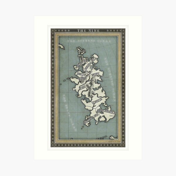 "Map of the Nine from the Powder Mage Universe - Color" Art Print for ...