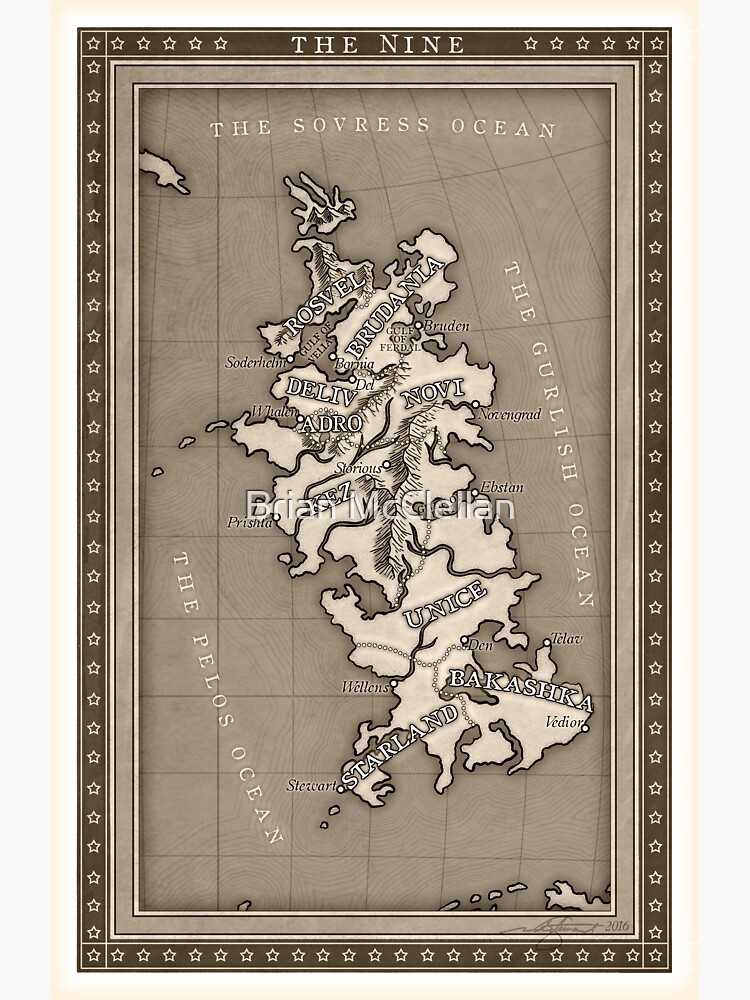 "Map of the Nine from the Powder Mage Universe" Sticker for Sale by ...