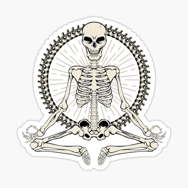 "Skeleton Meditating Yoga Namaste 7 Chakras Spooky Halloween" Sticker ...