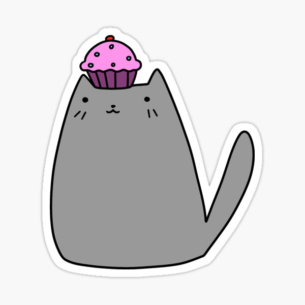 "Cupcake Gray Kitty" Sticker for Sale by SaradaBoru | Redbubble