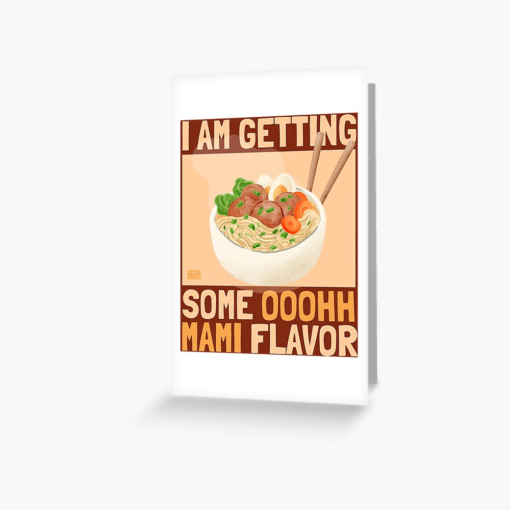 "Funny Japanese Ramen Ooh Mami Umami Flavor Chinese Food Puns" Greeting ...