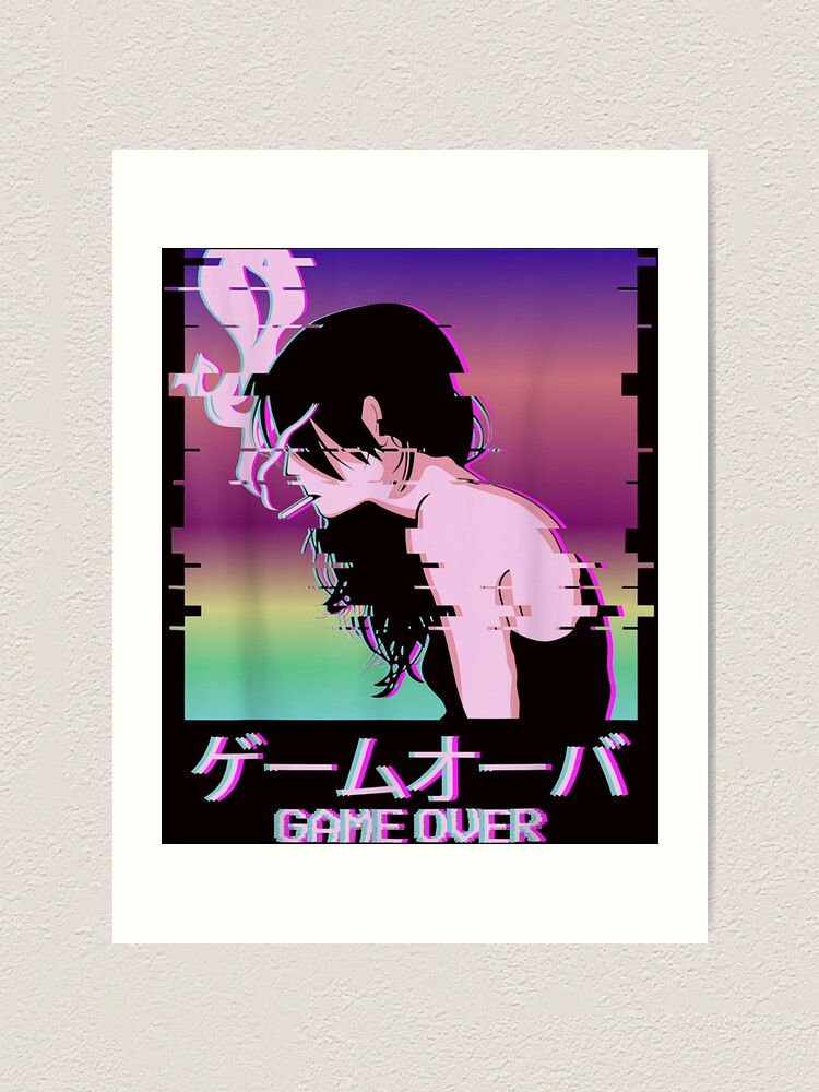 Japanese Vaporwave Sad Anime Girl Game Over Aesthetic Classic Art