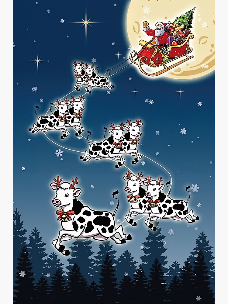 "Cow Happy Christmas Day Poster - Cow Christmas eve Poster " Art Print ...