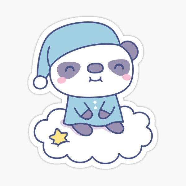"Cute Little Panda In Pajamas On Cloud" Sticker for Sale by rustydoodle ...