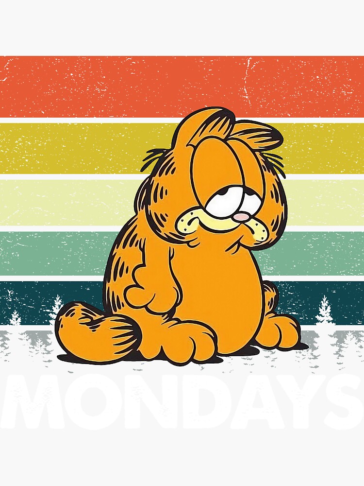 "Garfield Mondays Retro Sunset" Sticker for Sale by HildaEriksen ...