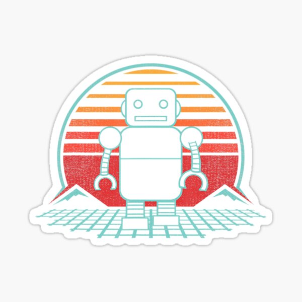 "Robot Retro Vintage 80s Style Robotics Engineer" Sticker for Sale by ...