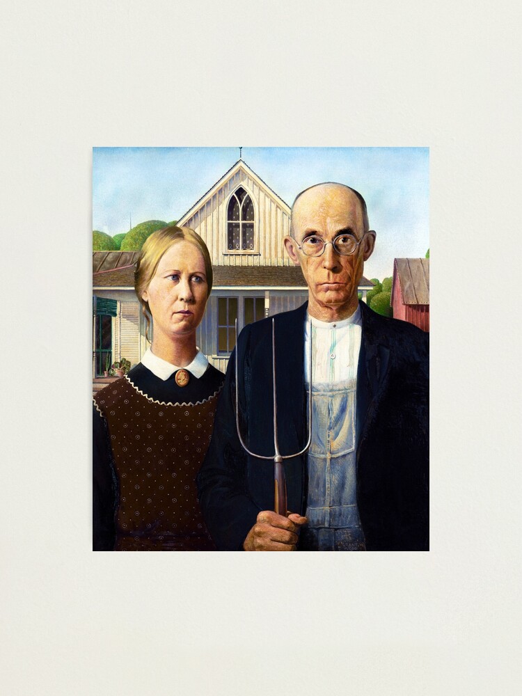 Lámina fotográfica «Grant wood american gothic 1930, arte renacentista, pinturas antiguas, el ...