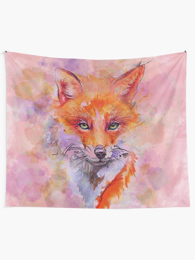 "Watercolor colorful Fox" Tapestry for Sale by CatyArte | Redbubble