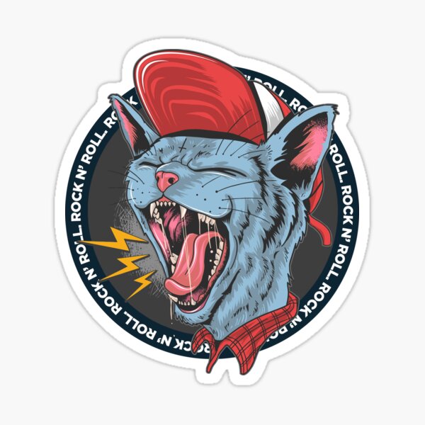 "Cat Rocker Rock n Roll" Sticker for Sale by rockfilmdesign | Redbubble