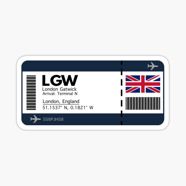 "LGW London Gatwick Airport Boarding Pass Ticket" Sticker for Sale by ...
