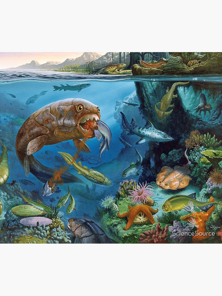 "Paleozoic Marine Life, Extinct, Fossils, Fish Eating" Sticker for Sale ...