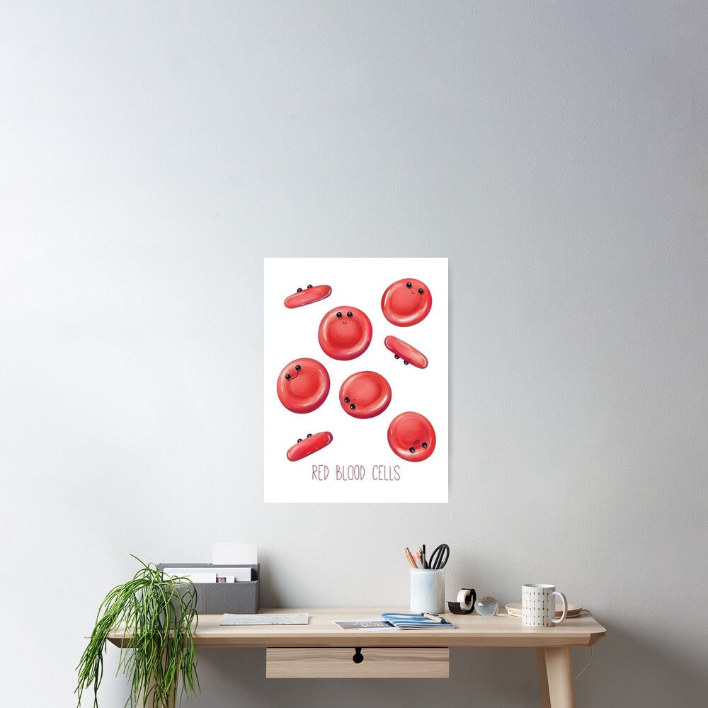 "Cute Funny Red Blood Cells" Poster for Sale by Master-bg | Redbubble