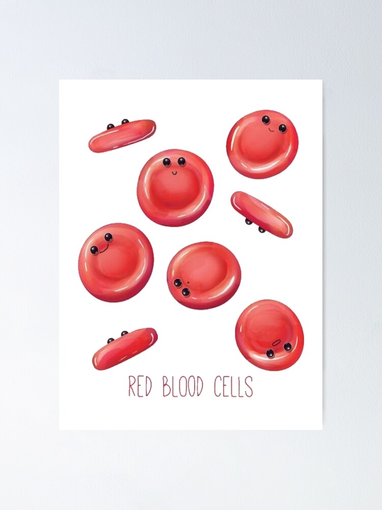 "Cute Funny Red Blood Cells" Poster for Sale by Master-bg | Redbubble