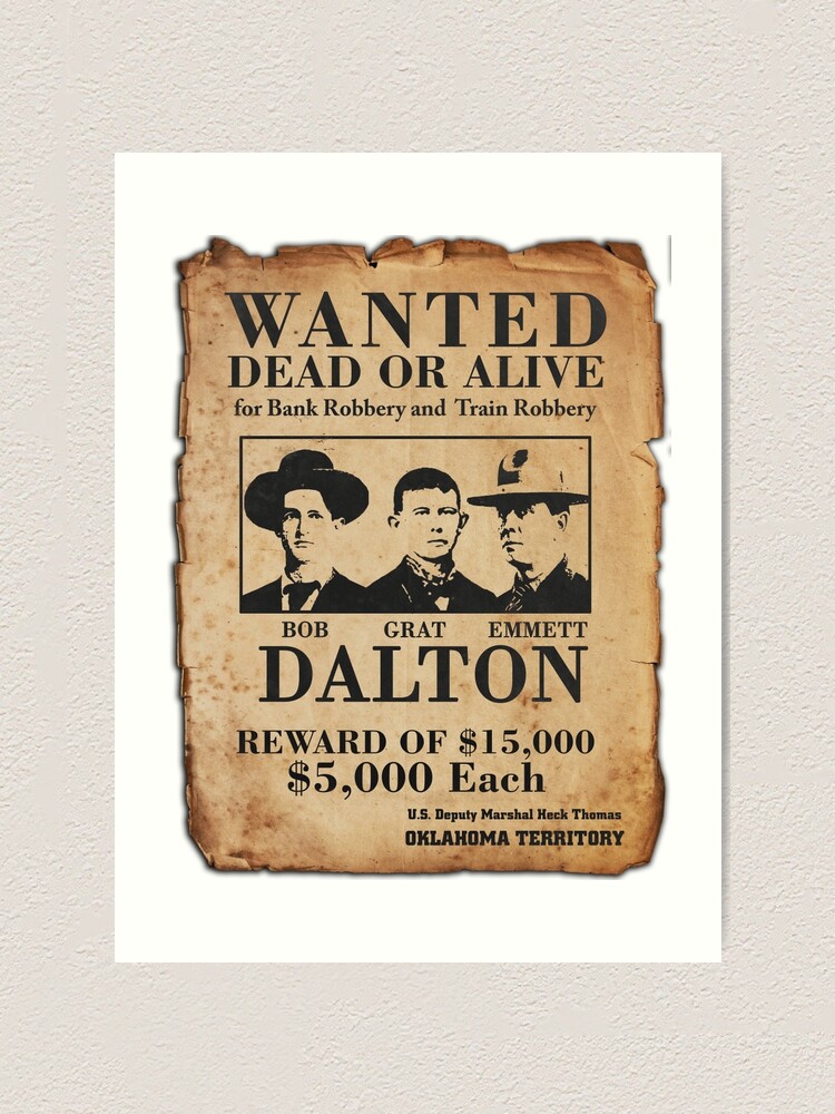 "Dalton Gang Wanted Poster" Art Print by kayve | Redbubble