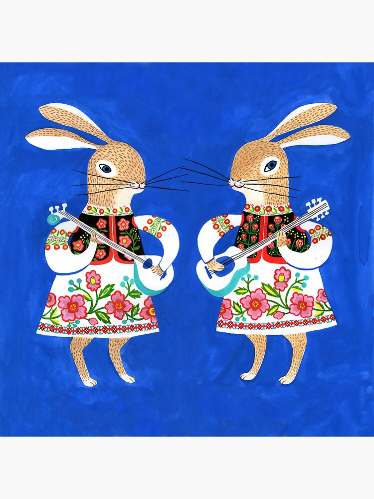 "Folk rabbits" Sticker by HuiSkipp | Redbubble